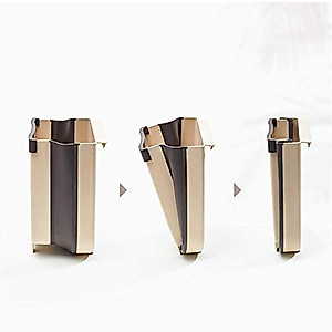 2.4 Gallon Rectangular Folding Hanging Trash Can, Trash Can for Kitchen, Bathroom, Powder Room, Bedroom, Office (Brown)The package comes with the free-tickets for separate dry and wet garbage