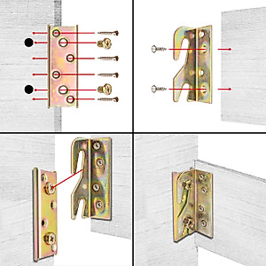 Lesnala 4-Piece Bed Railing Bracket Used to Connect Wood, Bed Replacement Parts, Headboard and Footboard Fixing Fittings Wooden Bed Frame Used to Connect Headboards Footboards (Screws Included)