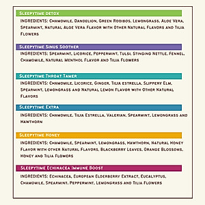 Celestial Seasonings Wellness Tea Sleepytime Variety Pack, Detox, Sinus Soother, Throat Tamer, Sleepytime Extra, Honey, Immune Boost, Caffeine Free Sleep Tea, 20 Tea Bags (Pack of 6)