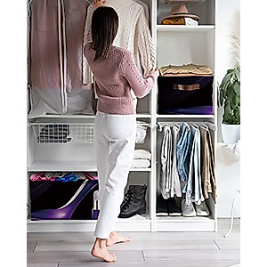 Storage Organizer Bins Set of 1 Storage Baskets for Clothes on Shelves With Handles Purple Lipstick and High Heel Black Rectangular Fabric Laundry Baskets for Organizing