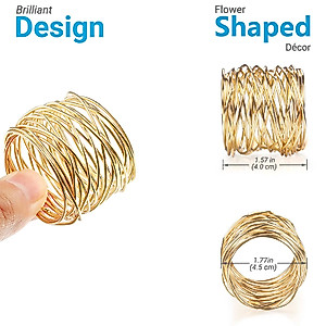 URWOOW Twisted Wire Mesh Napkin Rings Holders Décor Dinner Party Wedding Christmas Gathering (Gold 12pcs)