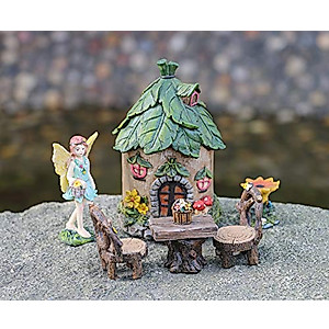 BangBangDa Miniature Fairy Garden Accessories Outdoor - Small Fairies Figurines Items Fairy House Table Chair Set Fairy Garden Fairies Kit for Kids Fairy Figures Mini Garden Ornaments