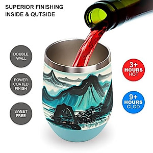 OPTKSNCU 304 Stainless Steel Insulated Cup with Lid, Landscape Patterns Print Durable, And Easy to Clean – Ideal for Home, Office, And Gift Giving