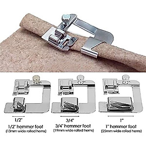 6 Sizes Rolled Hem Presser Foot, Wide Rolled Hem Foot Set & Narrow Hemmer Foot Set for All Low Shank Snap-On Singer, Brother, Babylock, Euro-Pro, Janome, Kenmore, White, Elna Sewing Machines