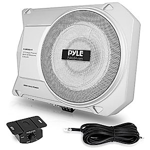 PyleUsa 10-Inch Low-Profile Amplified Subwoofer System - 900 Watt Compact Enclosed Active Marine Underseat Car Subwoofer with Built in Amp, Powered Car Subwoofer w/Low & High Level Inputs - PLMRSBA10