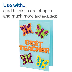 Baker Ross FE153 Butterfly Glitter Foam Stickers - Pack of 120, Kids Stickers, Ideal for Children's Arts and Crafts Projects, Great for Card Making and Scrapbook Supplies