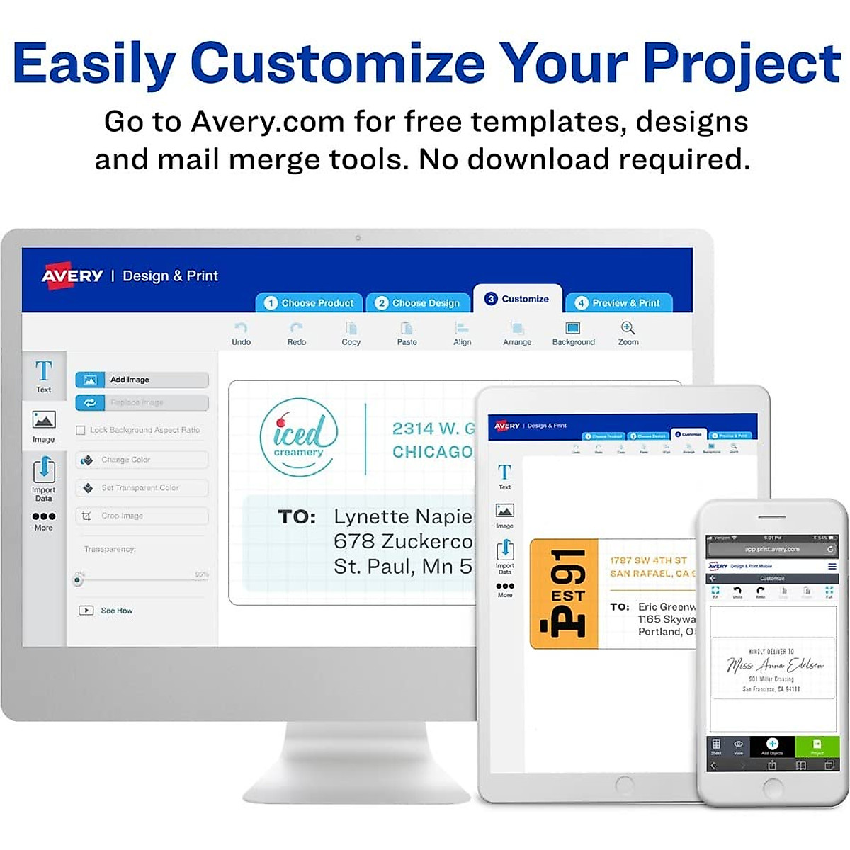 Avery 5667 Matte Clear Easy Peel Return Address Labels, Laser, 1/2 x 1 3/4, 2000/Box