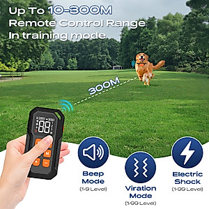WTBFX Wireless Dog Fence System,Electric Fence for Dog,Dog Training Collar with Remote,Portable 2 in 1 Wireless Dog Fence Waterproof and Rechageable Collar,Medium and Large Dog Collar