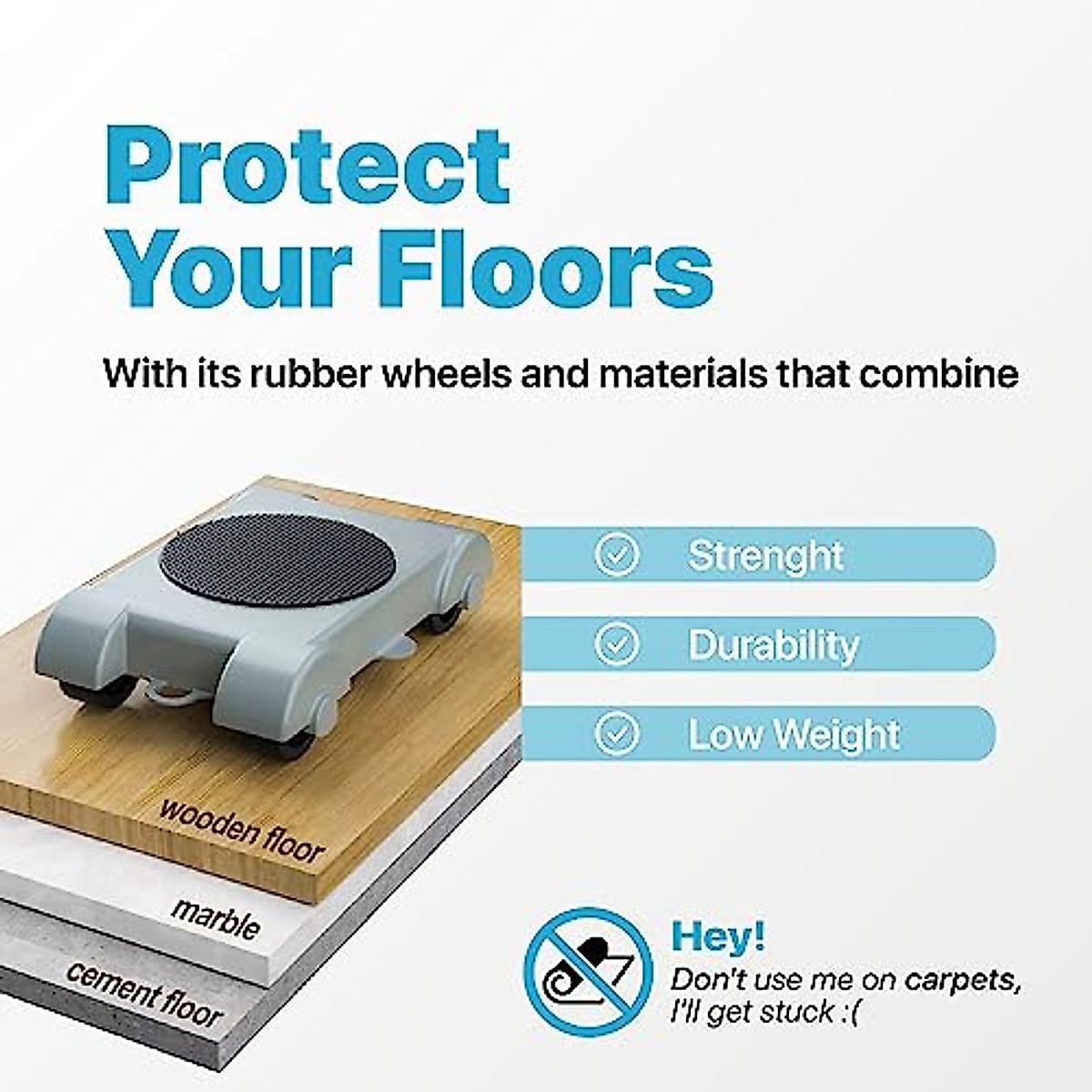 Heavy Duty Furniture Lifter - 4 Set Sliders with 8 Wheel Each for Easy Moving - Load Capacity up to 900lbs - Appliance Mover Dolly with Adjustable Height