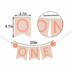 Baby First Birthday Felt Banner - Children's First Year and Baby Bedroom,High Chair Decoration and Birthday Party Decoration Banner,Small Name Felt Flag Square Banner with Pompoms.