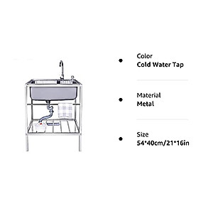 Free Standing Utility Sink for Washing, Stainless Steel Outdoor Station, Single Bowl Commercial Kitchen Sink Farmhouse Simple Laundry Sink With Faucet Undershelf for Bathroom Laundry Room ( Color : Co