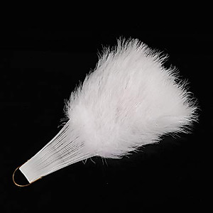 AWAYTR Vintage Marabou Feather Fan - Hand Held Folding Fan Accessories for Halloween Party (White)