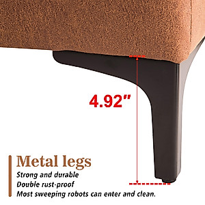 HOOOWOOO 100" L Shaped Couch with Reversible Chaise Living Room Couch Modern Sofa Set for Small Living Room Apartment Space,Brown Faux Suede