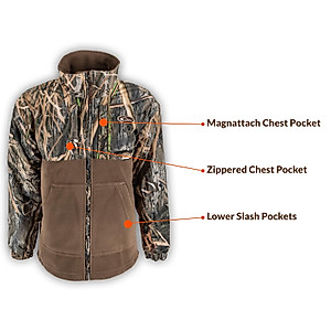 DRAKE Unisex Youth's MST Eqwader Warm Moisture-Wicking Fleece Lined Waterproof Windproof Breathable Full-Zip Outdoor Jacket, Mossy Oak Shadow Grass Habitat, 10