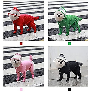 CHEFRU Pet Clothing Full-Cover Dog Raincoat One-Piece Waterproof Dog Rainboot Clothes for Small Dogs Yorkie Costume Puppy Jumpsuit Pet Raining Coat-Black,L