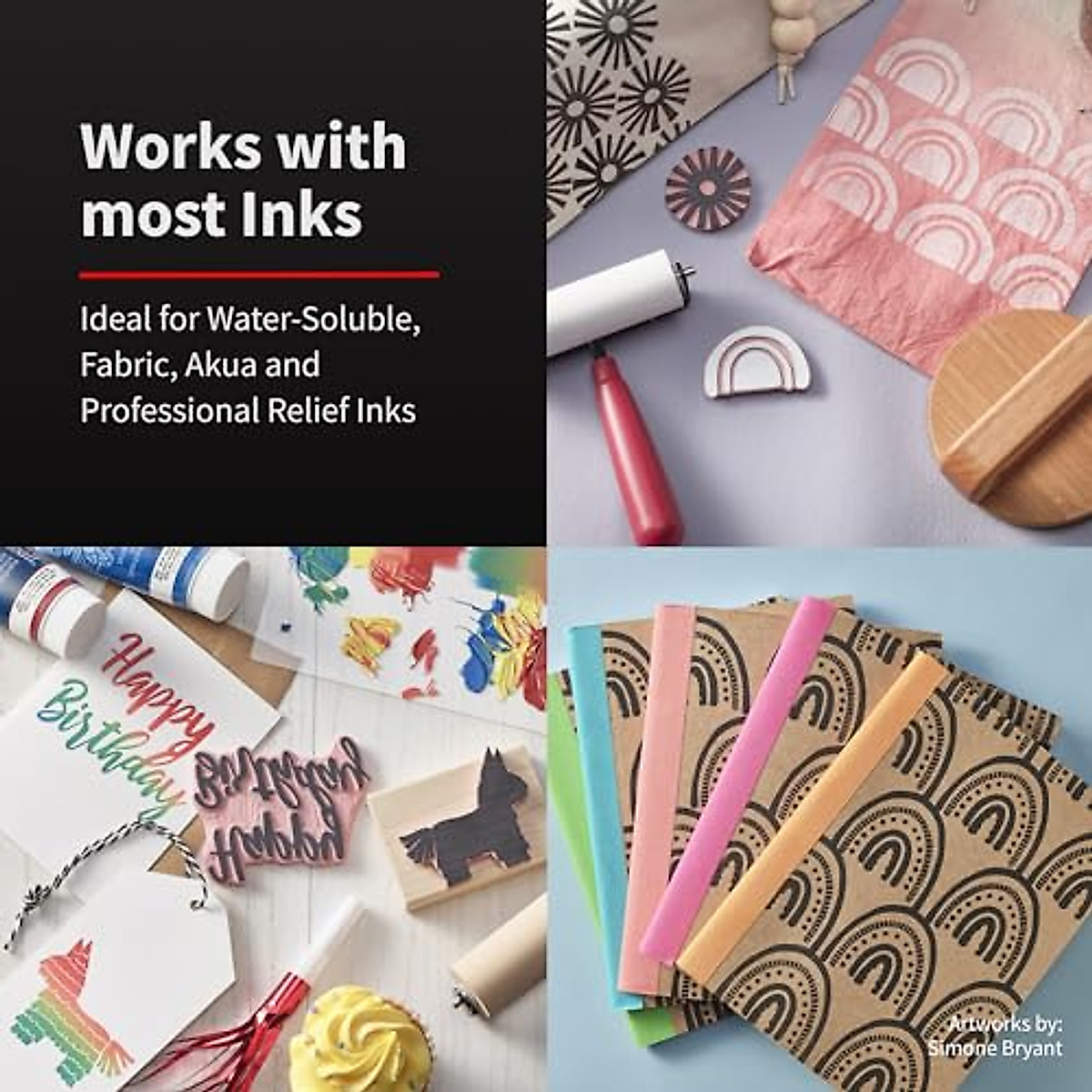 Speedball Deluxe Soft Rubber Brayer - 40/42 Durometer Roller with Heavy Duty Steel Frame – 6 Inches