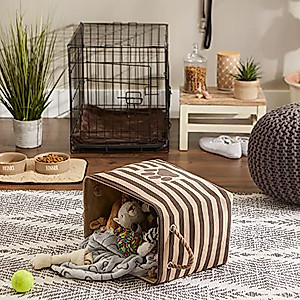 Bone Dry Pet Storage Collection Striped Paw Patch Bin, Medium Rectangle, Brown