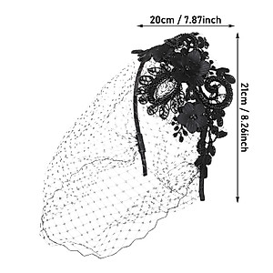 Yolev Bridal Wedding Veil Vintage Fascinator Mesh Lace Headband Tea Party Headwear with Veil Cocktail Tea Party Headwear for Girls and Women (Black)