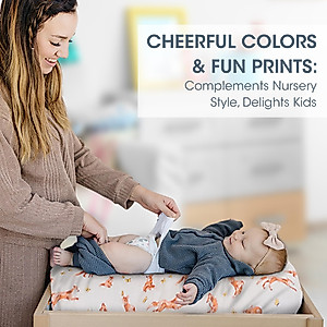 Bebe au Lait Oh-So-Soft Muslin Changing Pad Cover - Elasticized Fit, Safety Strap Holes, 2-Layer Muslin Blend, Fits Standard Baby Changing Pad up to 36" X 18" X 6"- One Size, Royal Garden