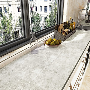 VEELIKE 15.7''x354'' Concrete Contact Paper for Countertops Waterproof Light Concrete Wallpaper Texture Peel and Stick Concrete Wall Paper Self Adhesive Cement Murals Removable for Cabinets Furniture