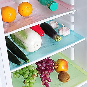 Refrigerator Liners,Fridge Mats Liners for Glass Shelves Washable Oilproof,EVA Shelf Mat Drawer Liner Protects Against Spills Can Be Cut-8 Pack Mixed(Blue+Green+Pink+White)