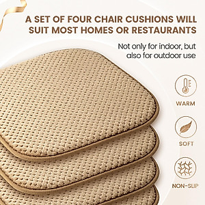 BSAOUTZ Seat Cushions for Dining Chair 4 Pack, 16×16 Kitchen Chair Cushions, Non Slip Washable Chair Pad for Kitchen Chair, Rocking Chair, Outdoor Chair, 16x16 Taupe