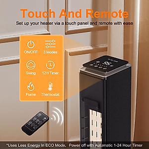 SUNGDOGIN Space Heater Indoor Use for Large Room,1500W Tower Heater W/Thermostat,32" Heater Bedroom,Room Heaters for Indoor Use W/Remote,Ceramic Heaters for Indoor Use W/ 90° Oscillating 24H Timer