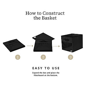 DECOMOMO Kallax Storage Cubes, 13x13x15 Storage Cube Bins with Window, Baskets for Organizing Shelves (Kallax / 4pcs, Black)