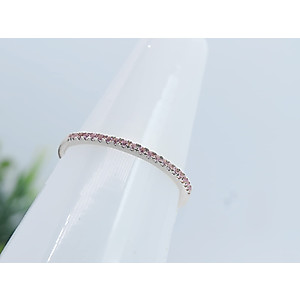 Dazzlingrock Collection Round Pink Sapphire Women Anniversary Wedding Band Stackable Ring, 10K Solid White Gold, Size 7