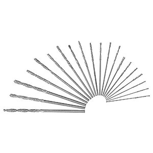 Drixet Diamond High Speed Steel (HSS) Twist Drill Bit Set - 20 Heavy Duty Twisted Bits, Metric Sized Micro Bits for Drilling Small Tiny Holes in Wood, Soft Metal, Plastic, Jewelry