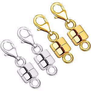 OHINGLT Magnetic Necklace Clasps and Closures with Lobster Clasp 14K Gold and Silver Plated Magnet Jewelry Clasps Converters for Bracelet Necklaces Chain