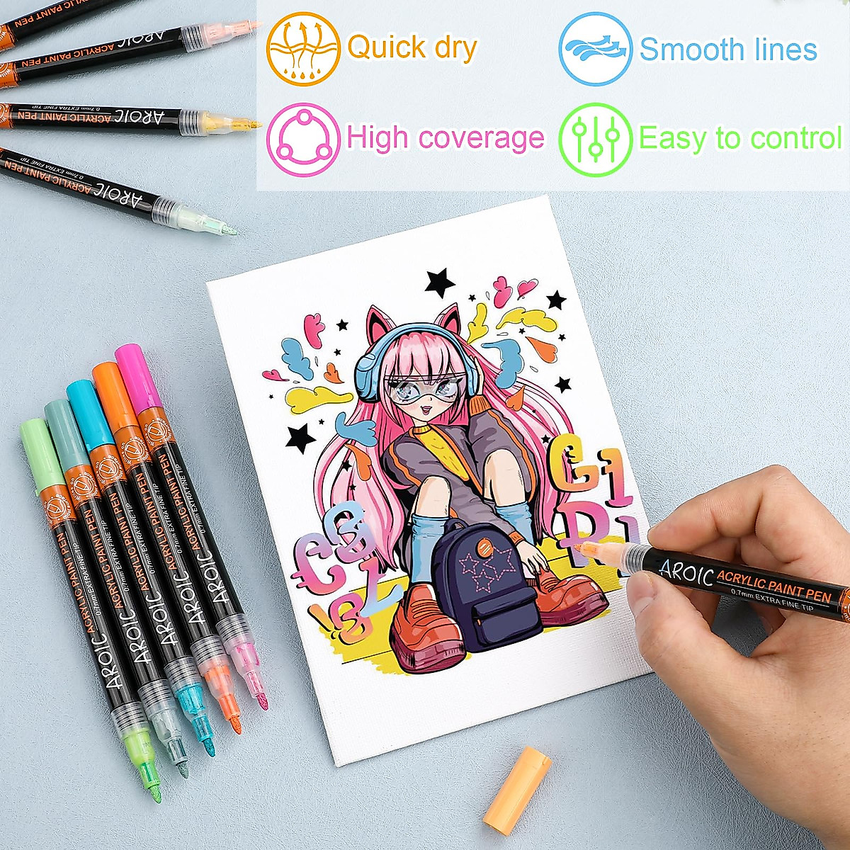 AROIC 36 Pack Acrylic Paint Pens——Writing on Any Material, Rock, Ceramics, Glass, Wood and More, Used for DIY Craft.