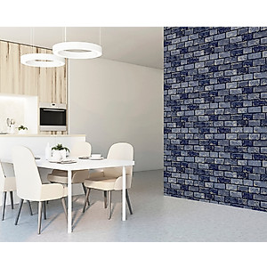 Arthouse ArtiSTICK Metallic Brick Navy Gold Peel and Stick Self Adhesive Wallpaper 6m/19.6 Foot Long - Great for Upcycling Furniture - Cabinets Kitchen Drawers Shelves - Peel & Stick 300207