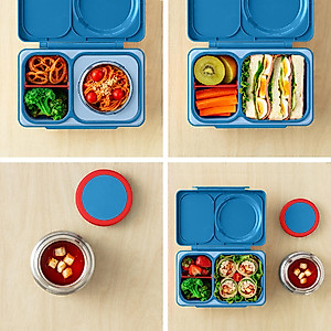 Omie OmieBox UP bento box for kids | Insulated lunch box | Leak proof thermos food jar | Cooler ice pack | 2 Compartments (Cosmic Blue), 12 Ounces