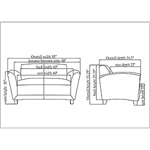 Lorell Accession Loveseat Sofa, 34.5" x 55" x 31.5", Mahogany, Tan
