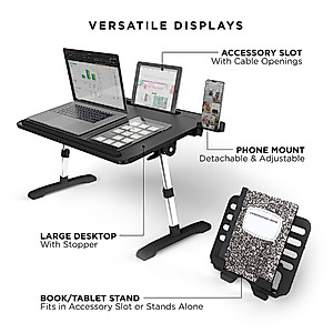 Limitless TotalDesk Portable Modern Workstation and Lap Desk with Adjustable Height & Tilt (Black)