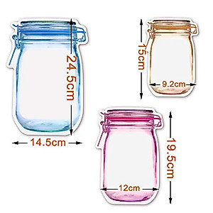 Fireboomoon 30 PCS Multi-Size Mason Jar Bottle Pattern Zipper Bags,Reusable Airtight Seal Leak-Proof Portable Food Snack Save Storage Pouch Bag for Travel Picnic Camping and Kids