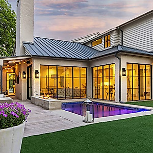 Outdoor Wall Light Fixtures, Exterior Waterproof Wall Lanterns, Porch Sconces Wall Mounted Lighting with E26 Sockets & Glass Shades, Modern Matte Black Wall Lamps for Patio Front Door Entryway, 2-Pack