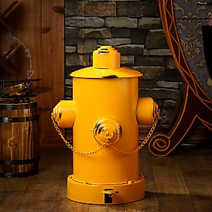 Hoolerry Fire Hydrant Trash Can Retro Creative Garbage Can with Inner Bucket Large Capacity Wrought Iron Pedal Trash Can Indoor Outdoor Waste Bins for Park Garden Kitchen Garbage (Yellow, Medium)