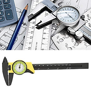 Depth Gauge Plastic Dial Vernier Caliper Professional Micrometer High Precision Measuring Tools with Round Dial for Machinists Woodworkers Craft(Yellow)