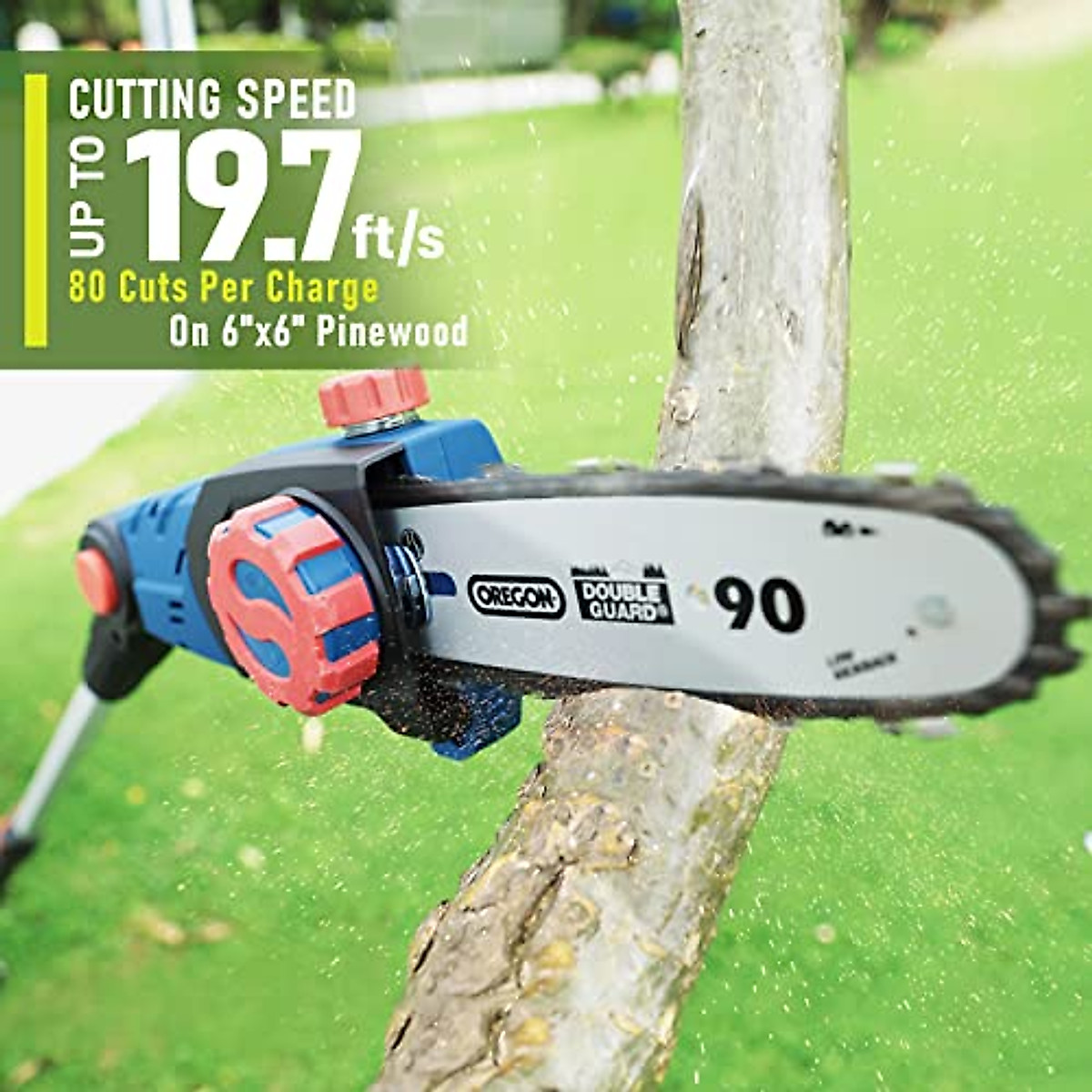 Enhulk Cordless Pole Saws for Tree Trimming, 13-Foot MAX Reach, 8-Inch Power Pole Saw 19.7 ft/s Cutting Speed With 20V 4.0Ah Li-ion Battery, Quick Charger, Oregon Bar for Pruning, Delimbing, Bucking