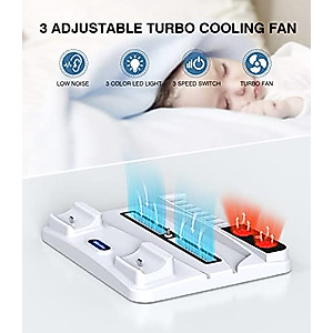 PS5 Stand and Cooling Station with Dual Controller Charging Station Compatible with PS5 Controller,Compact PS5 Accessories with Cooling Fan,Controller Charger,2 in 1 USB Cable, Media Slot, Screw
