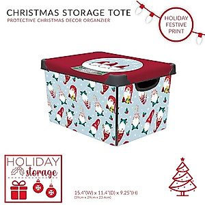 Simplify “Gnome Sweet Gnome Design Storage Bin | Christmas Tote | Holiday Décor Decorations Organizer | Lidded | Stackable | White