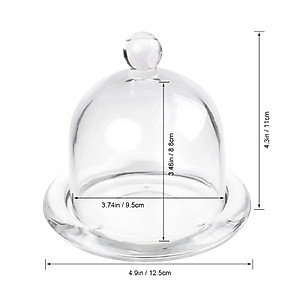 KVMORZE Glass Dessert Dome with Base, Mini Decorative Cake Tray with Glass Dome Cover, Cake Fruit Display Server Tray for Kitchen, Party, Weddings, Appetizer Dessert and Cheese Serving Platter