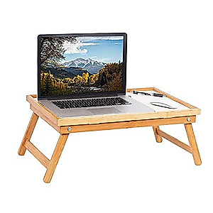 Wood Breakfast Bed Tray Lap Desk Serving Table Foldable Legs Bamboo Food Dinner GPJJPUS