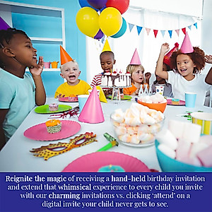 Cute Rainbow Colored Bubble Gum Themed Birthday Party Invitations for Kids, 20 5x7 Fill In Cards with Twenty White Envelopes by AmandaCreation…