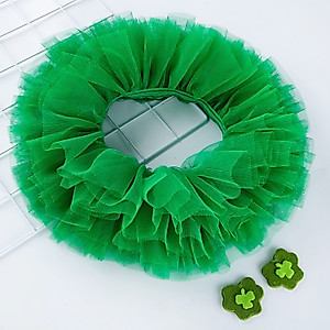 AGQT Baby Girls 1st St.Patricks Day Outfit Set Shamrock 3PCS Skirt Set Short Sleeve Romper+Tutu Skirt +Headband Size 12-24 Months