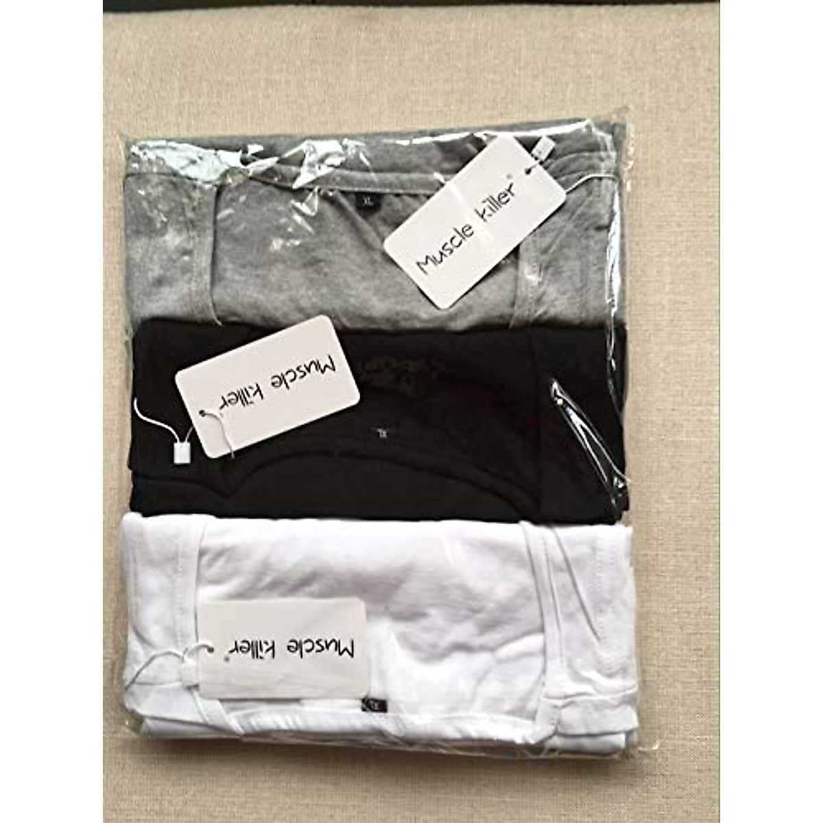 Muscle Killer 3-Pack Men's Muscle Gym Workout Stringer Tank Tops Bodybuilding Fitness T-Shirts (Medium, Black+Gray+White)