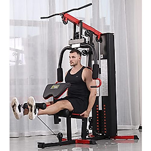 Signature Fitness Multifunctional Home Gym System Workout Station with Leg Extension and Preacher Curl, 122.5LB Weight Stack, M750, Multiple Pacakges