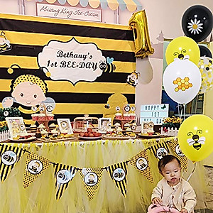 40Pcs Happy Bee Day Balloons Decor, Bumblebee Dots Daisy Flower Balloon Confetti Latex Balloons for Honey Bee Themed Birthday Party Baby Shower What Will It Bee Gender Reveal Graduation Party Supplies